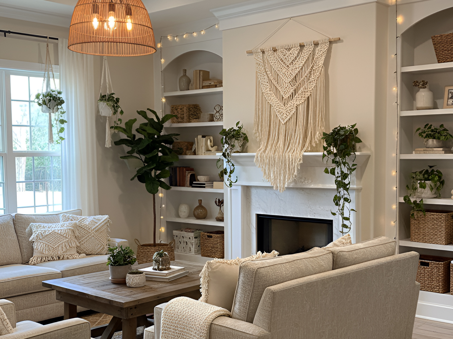 15 Boho Farmhouse Living Room Wall Decor Ideas